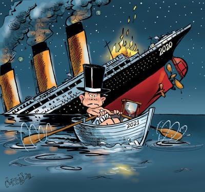 cartoon ship sinking