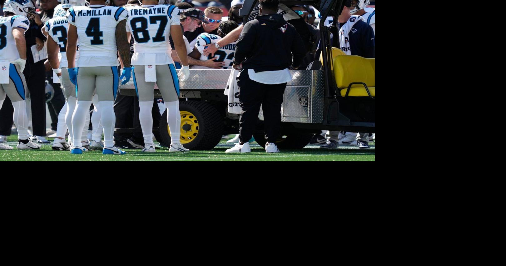 Panthers receiver David Moore carted off field with elbow injury on ...