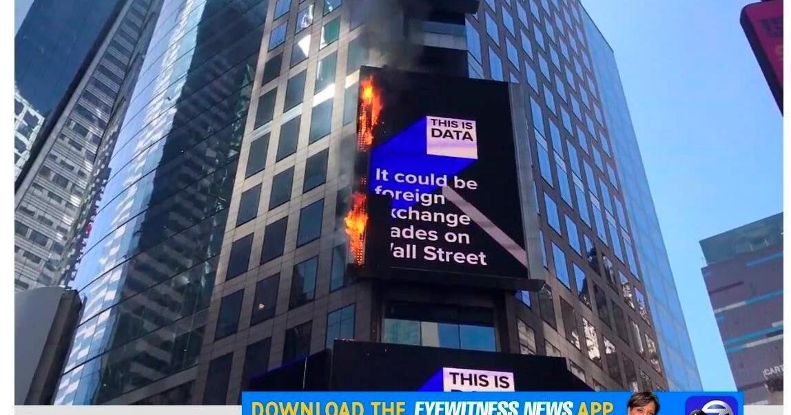 Digital billboard catches fire in Times Square