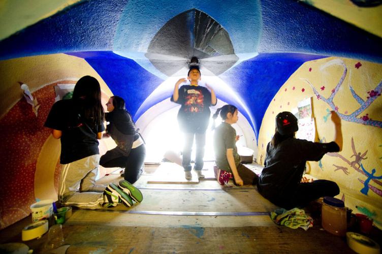 Students paint ceiling of Toronto school in their ‘Michelangelo moment’