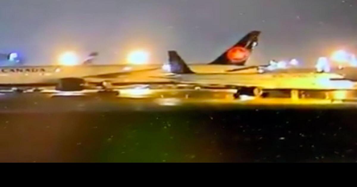 Video shows collision between two Air Canada planes on tarmac at ...