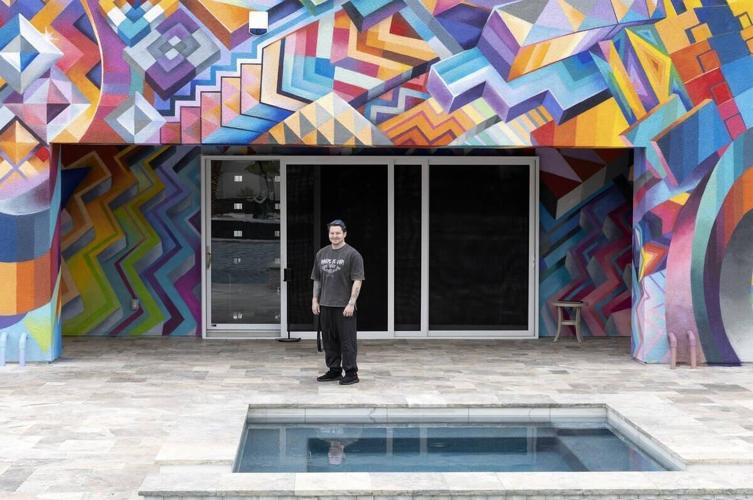 Wildly painted house blazes near the desert in Las Vegas