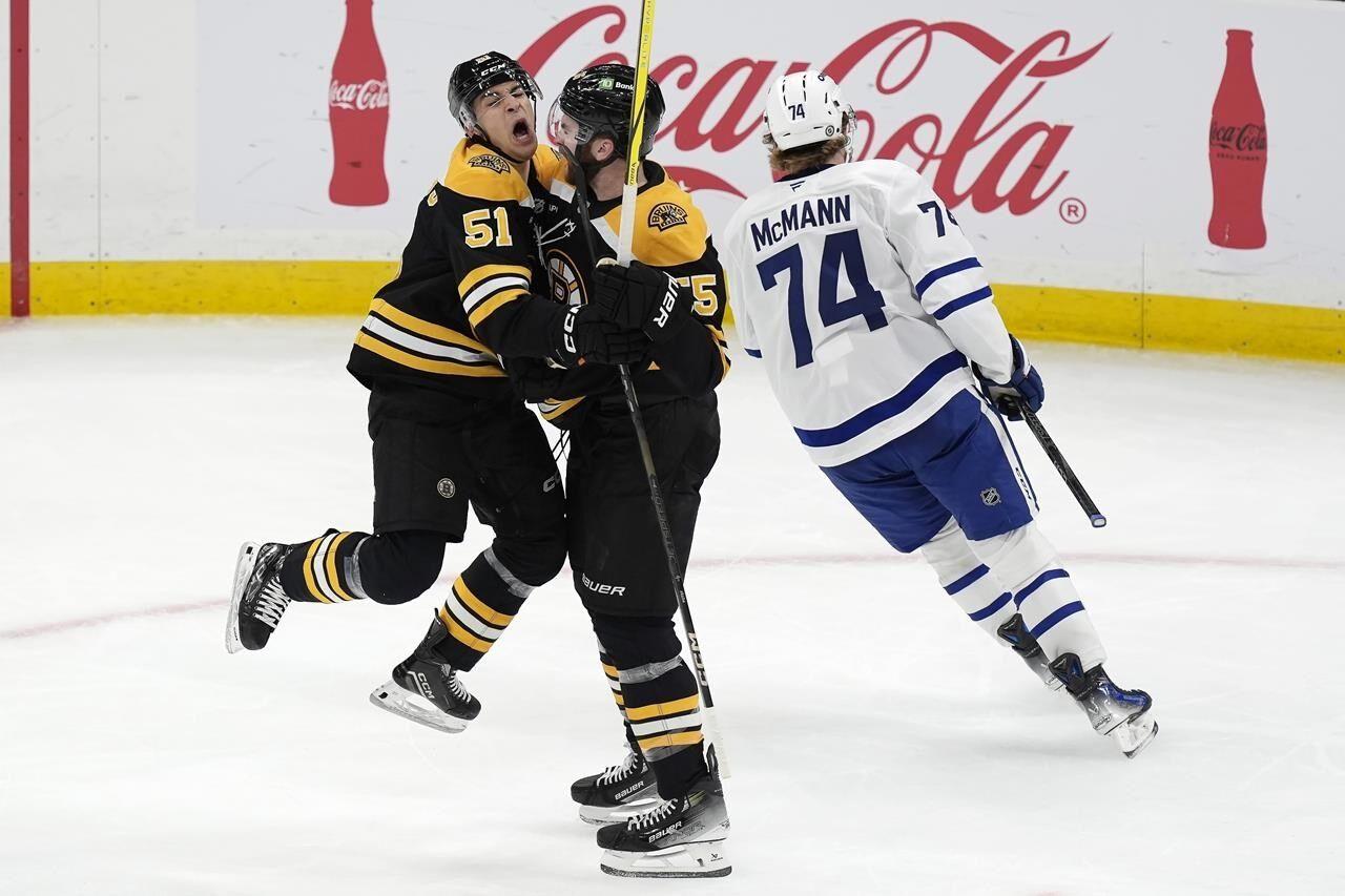 Marchand gets 1st goal of season in OT to lift Bruins to 4-3 win over ...