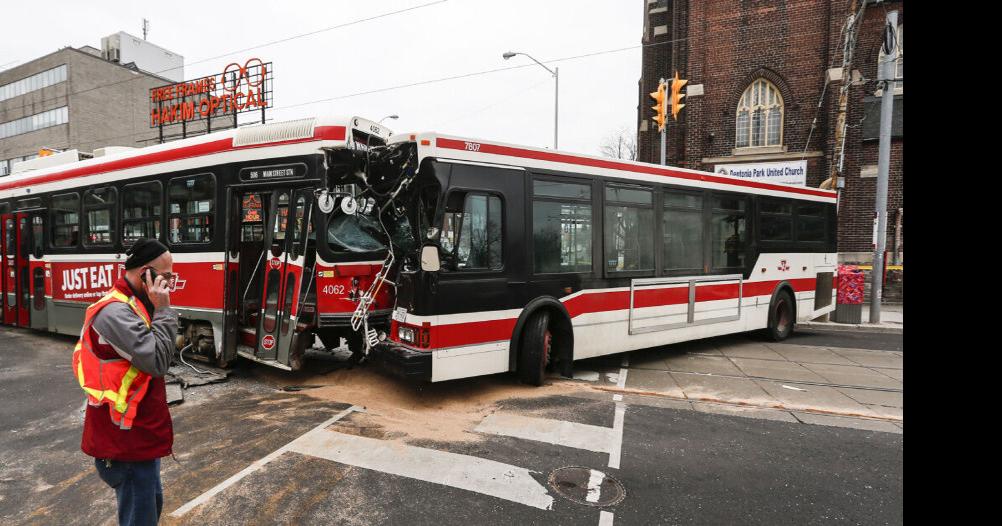 TTC streetcar crashes into bus at Main and Danforth