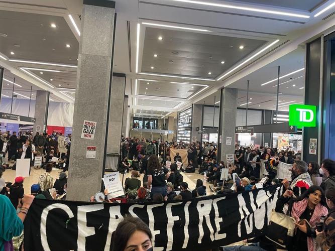 Pro-Palestinian protesters at Union Station