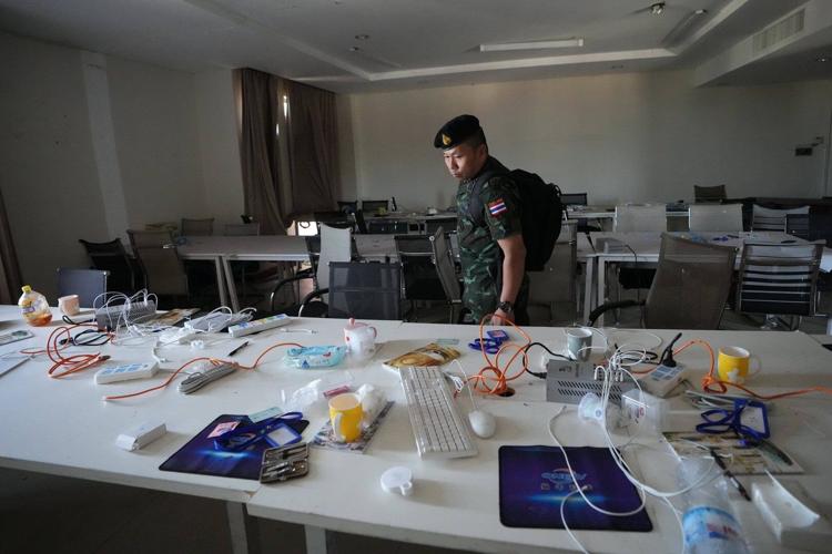 Photos show a former scam compound at the Thai-Cambodian border