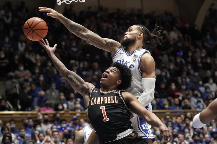 No. 9 Duke, down early, holds off Campbell for 67-56 win