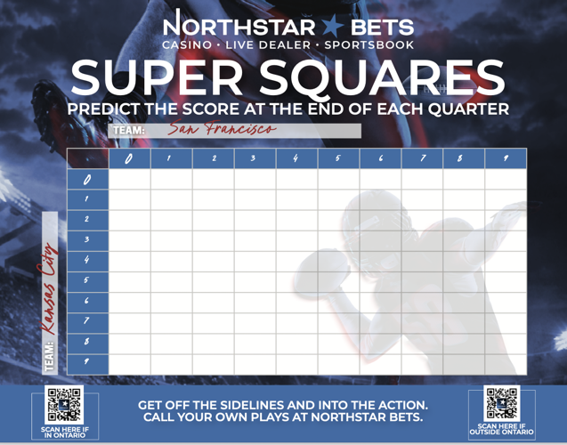 Create your own Super Bowl LVIII Squares Party Game