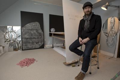 Adam David Brown, visual artist, and his creative space