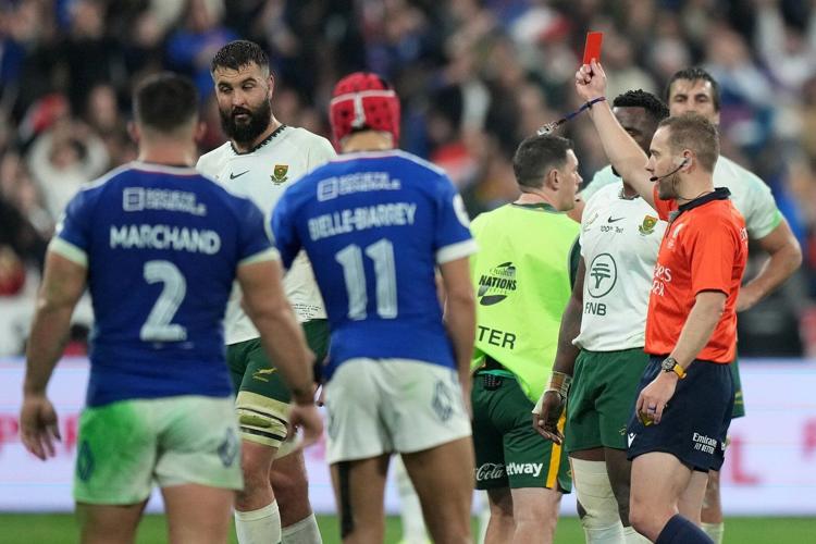 South Africa overcomes red card and halftime deficit to beat France 32 ...