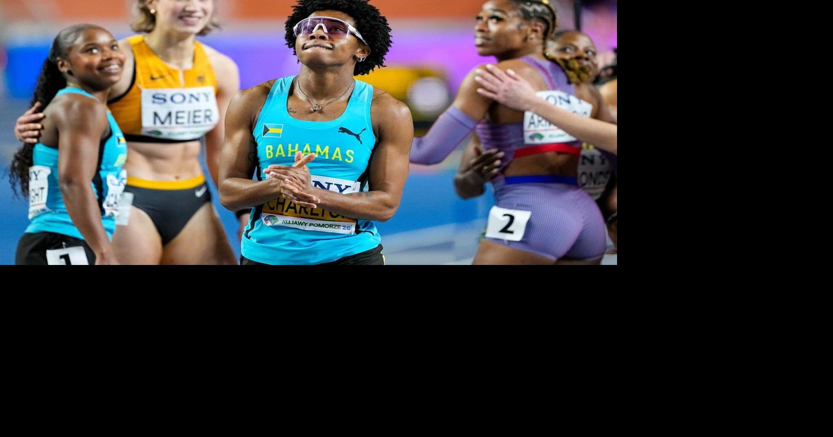 Devynne Charlton matches her own world record of 7.65 in 60-meter ...