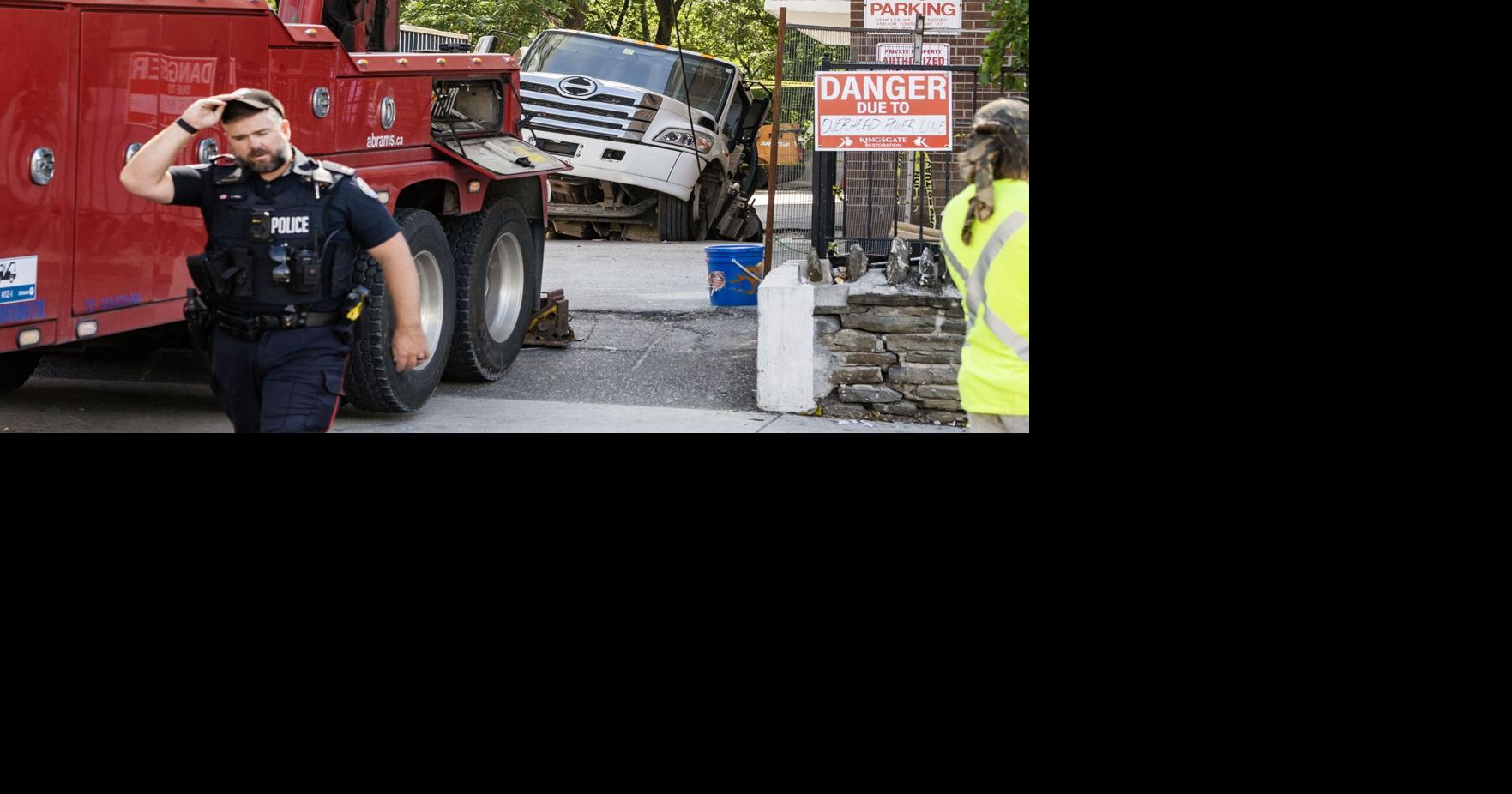 Tanker truck falls into large sinkhole in Toronto’s west end