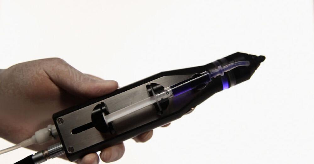 Skin gun that sprays stem cells being used on burn victims
