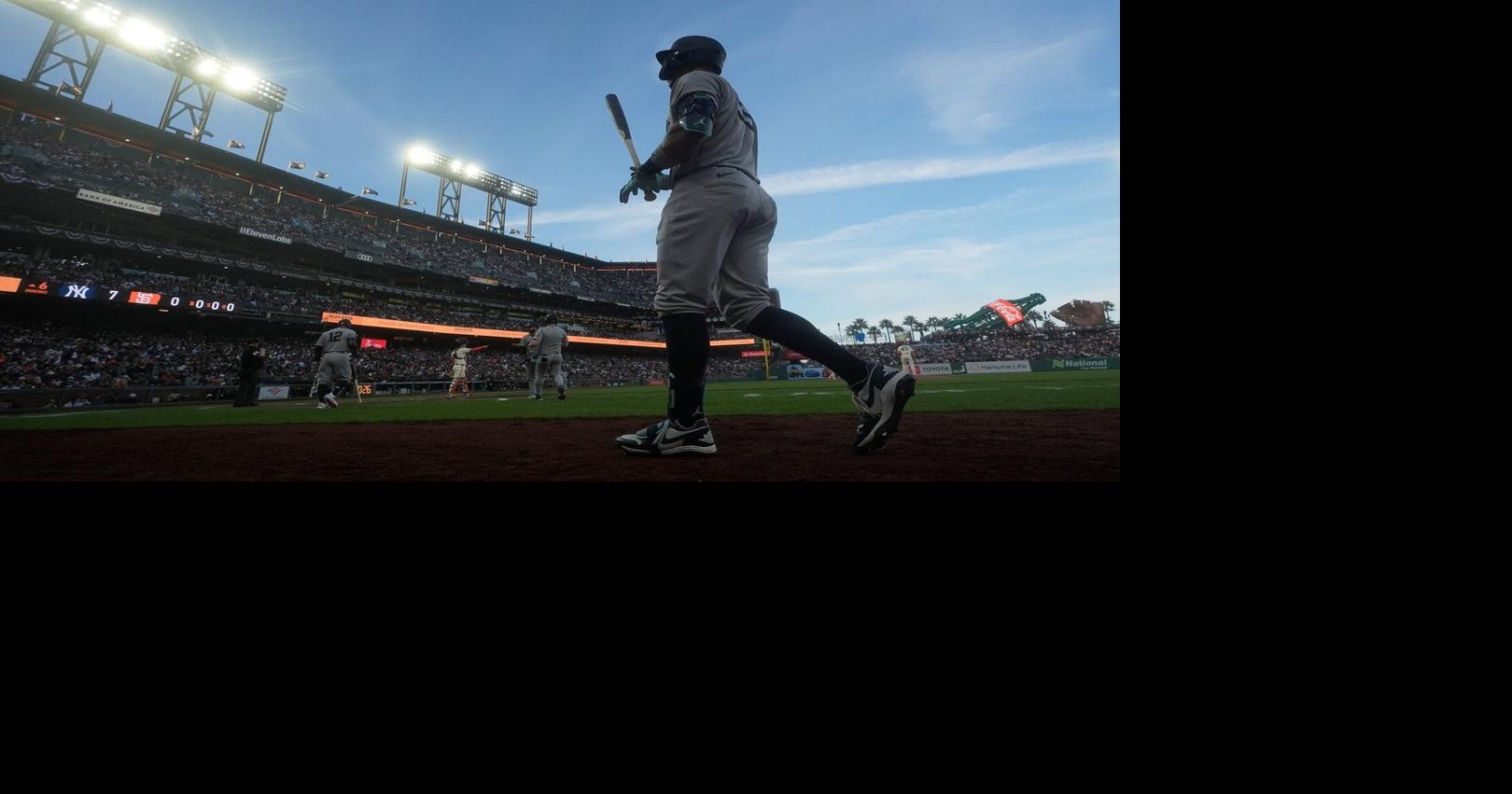Judge goes hitless on opening day for first time, Yankees top Giants 7 ...