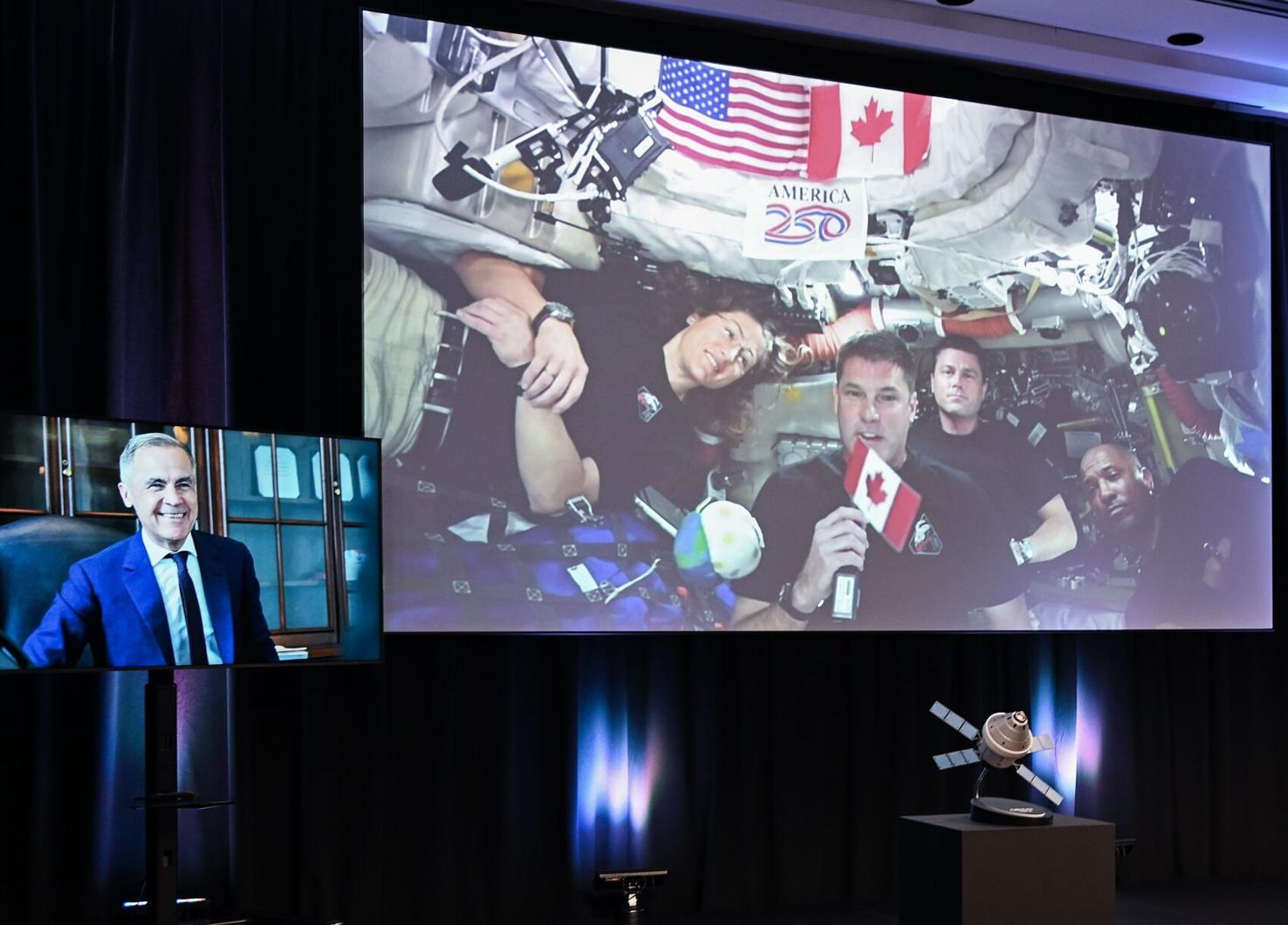 Canadian astronaut Jeremy Hansen speaks with Mark Carney