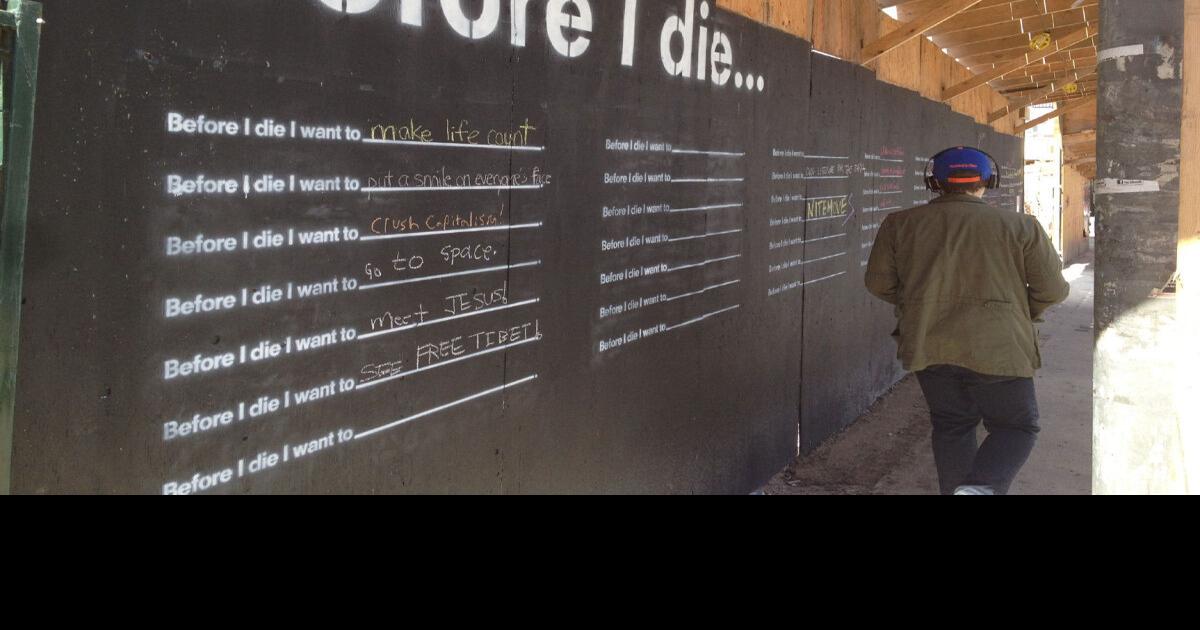 Before I Die chalkboard wall has Torontonians filling in the blanks