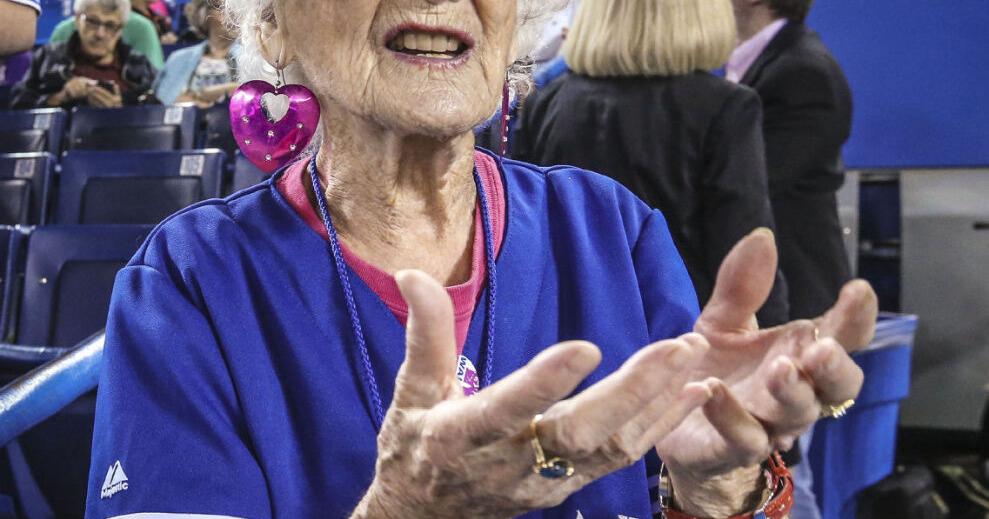 Kitty Cohen, 101 throws first pitch at Jays’ game
