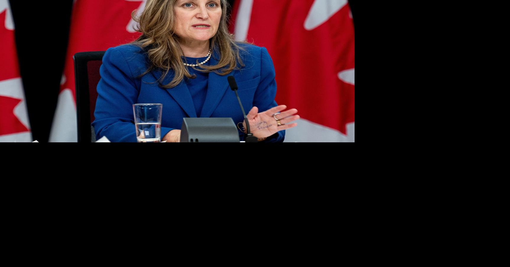 Freeland says Ottawa is on track to hit one fiscal targets