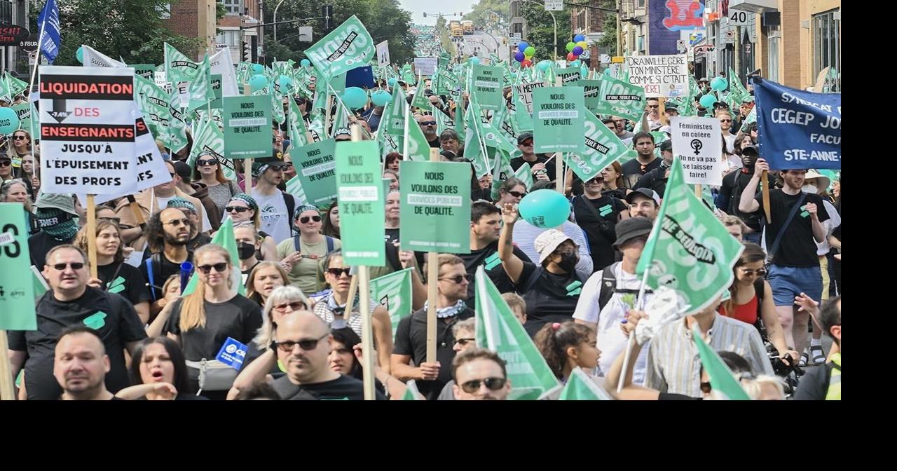 Quebec public sector workers march in Montreal amid stalled contract talks