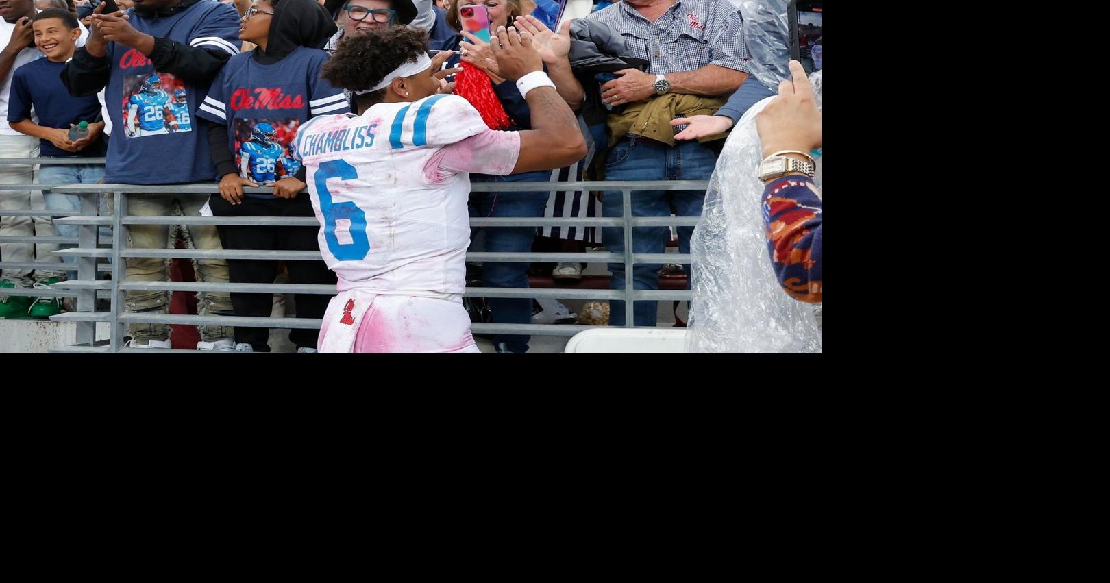 NCAA football scores: Chambliss leads No. 8 Mississippi to 34-26 victory over No. 13 Oklahoma