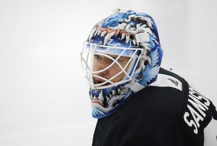 The message of Martin Jones’ mask? You have to beat all the Leafs