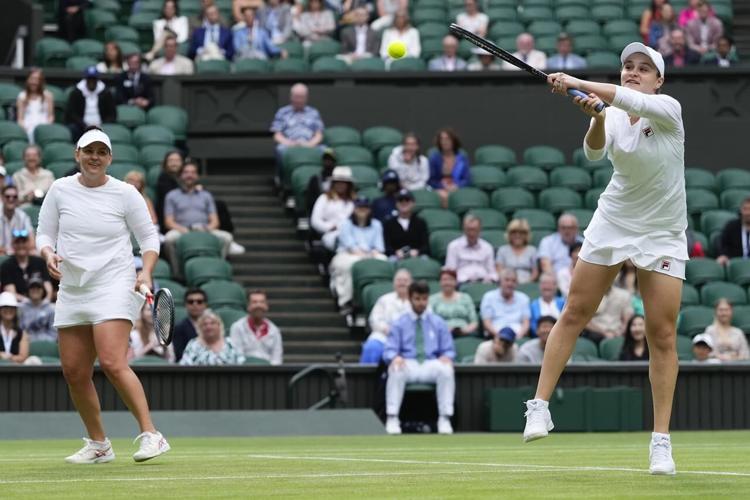 Ash Barty plays exhibition doubles match at Wimbledon but happy to stay ...