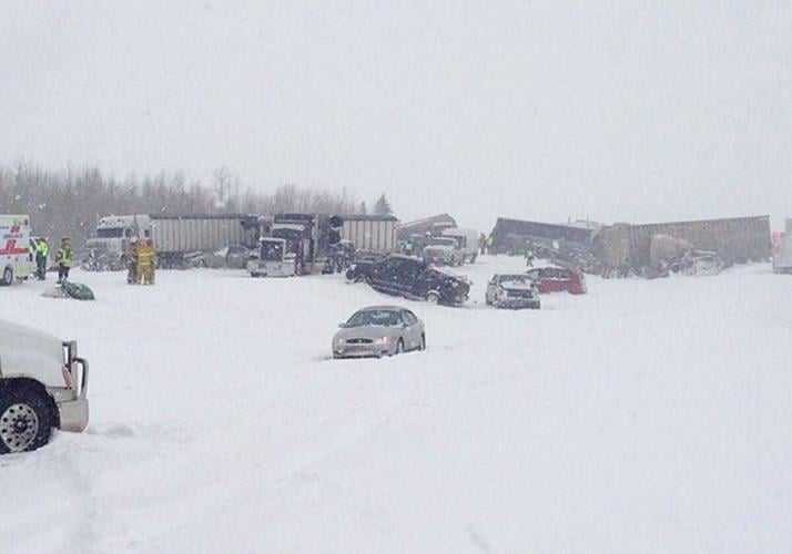 Crash near Edmonton injures 300, as blizzard blasts through Prairies