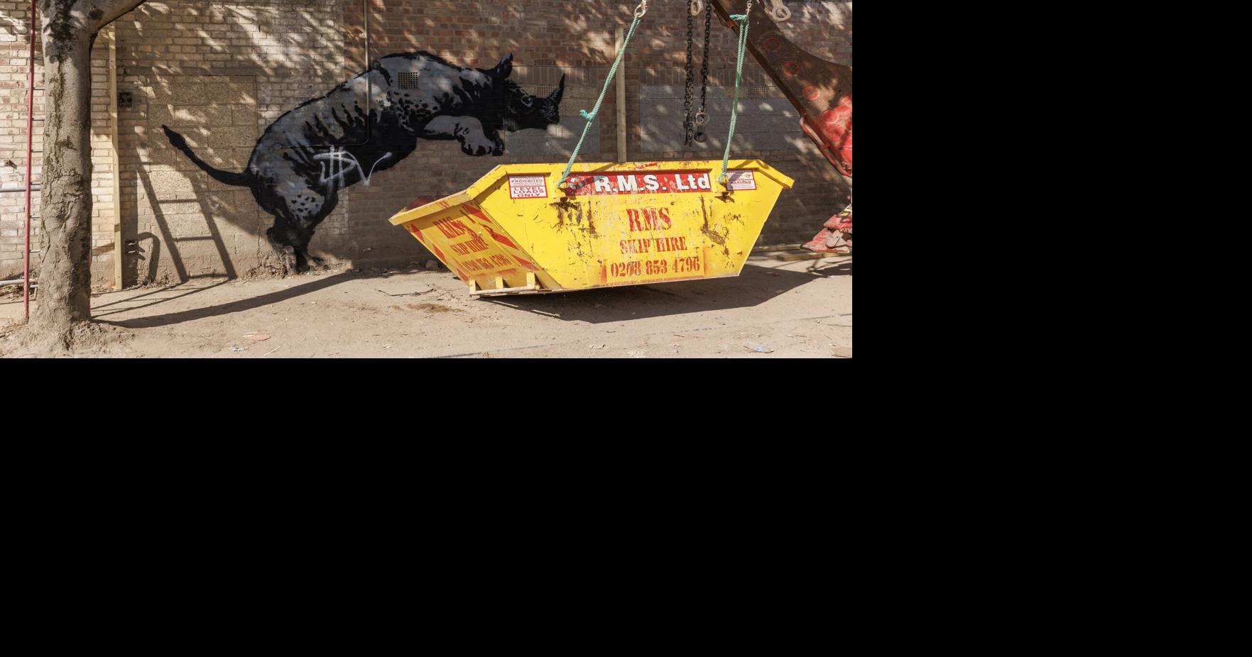 Banksy unveils new rhino art in an animal-themed collection that has ...