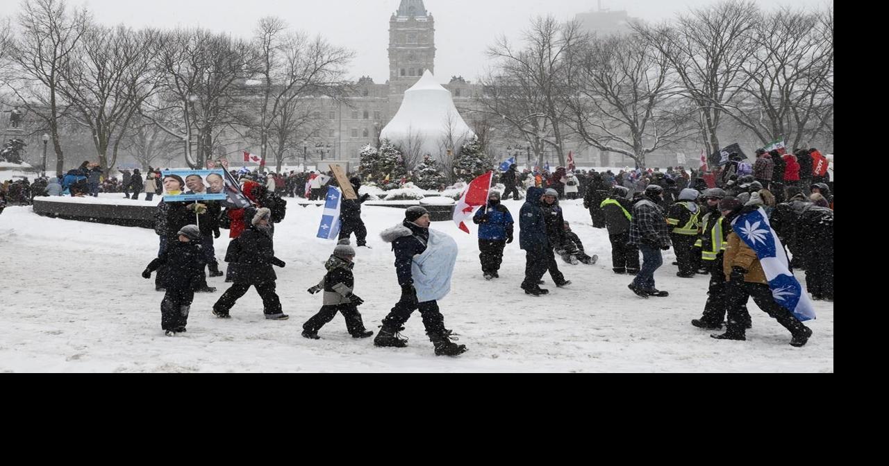Demonstrators denounce public health measures during protest in Quebec City
