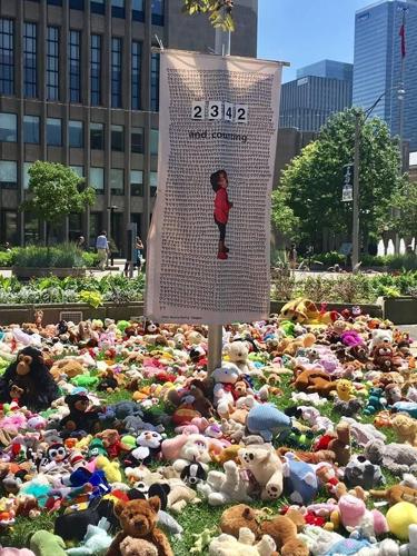 Thousands of stuffed animals placed outside U.S. Consulate to represent ...