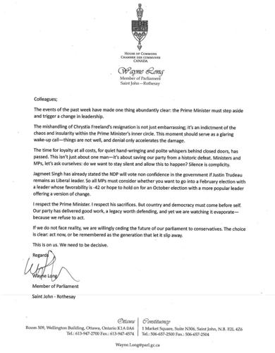 Liberal MP who told Trudeau to quit urges more to speak up