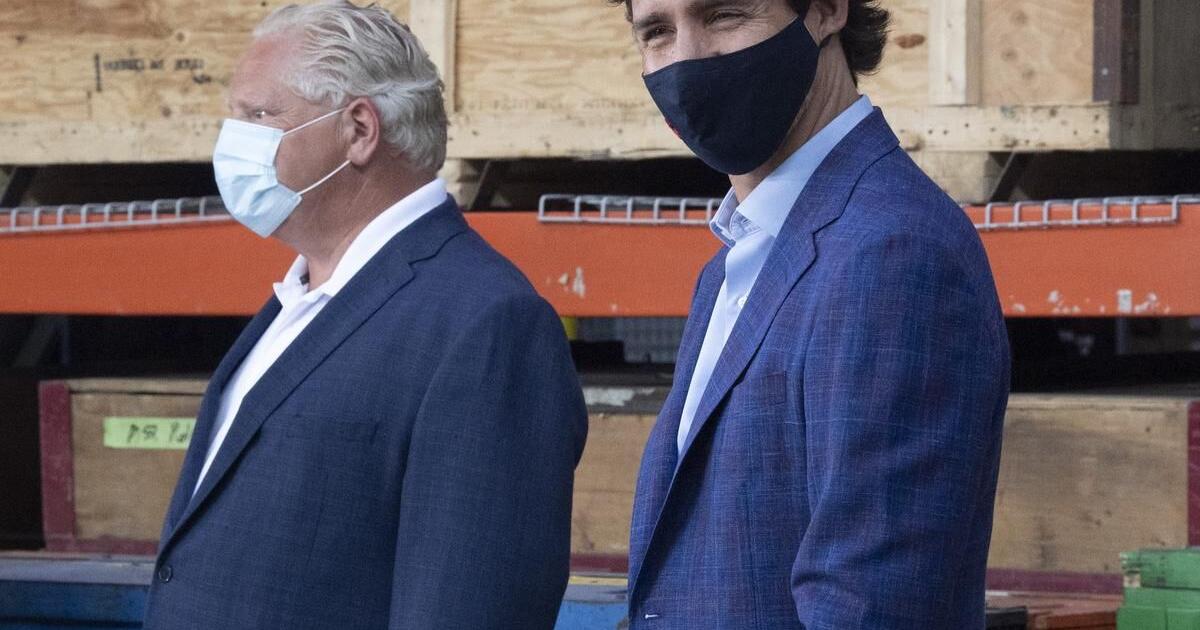 Doug Ford and Justin Trudeau team up to get N95 masks made in Ontario