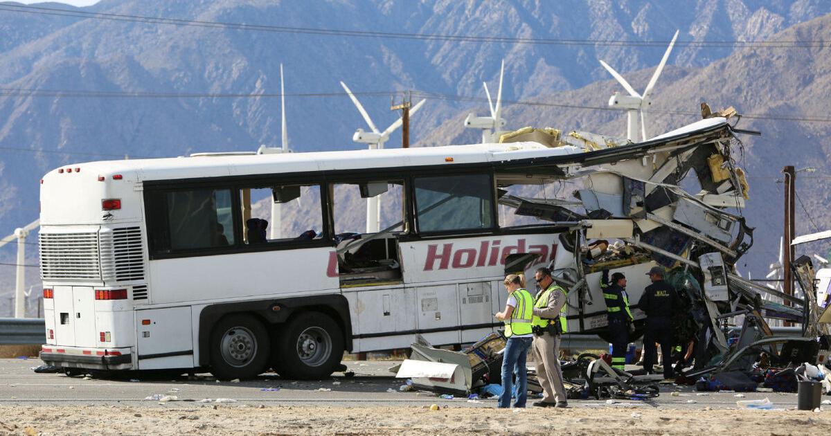 Tour bus, semi-truck crash kills 13 in Southern California