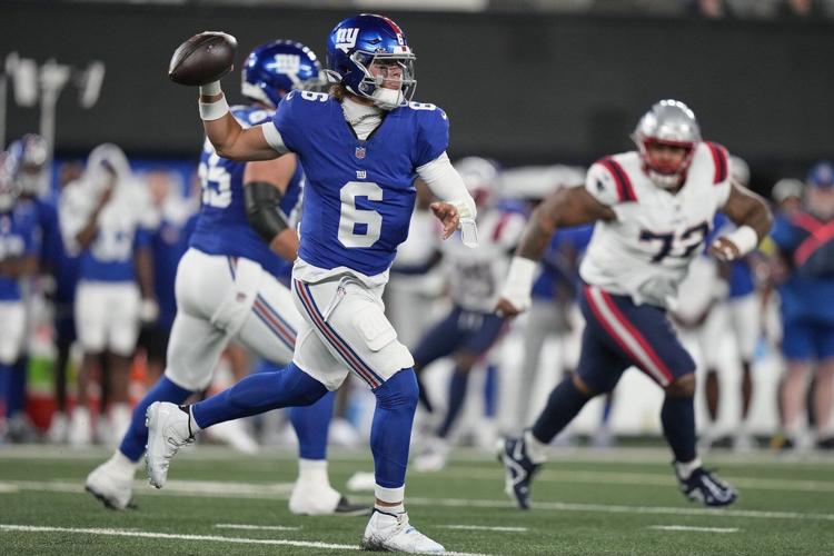 Giants' Jaxson Dart clears concussion protocol after taking a hit in preseason game vs. Patriots