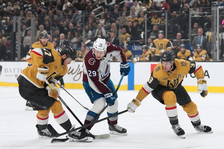 Necas scores twice, MacKinnon gets shootout winner, Avs top Knights 6-5