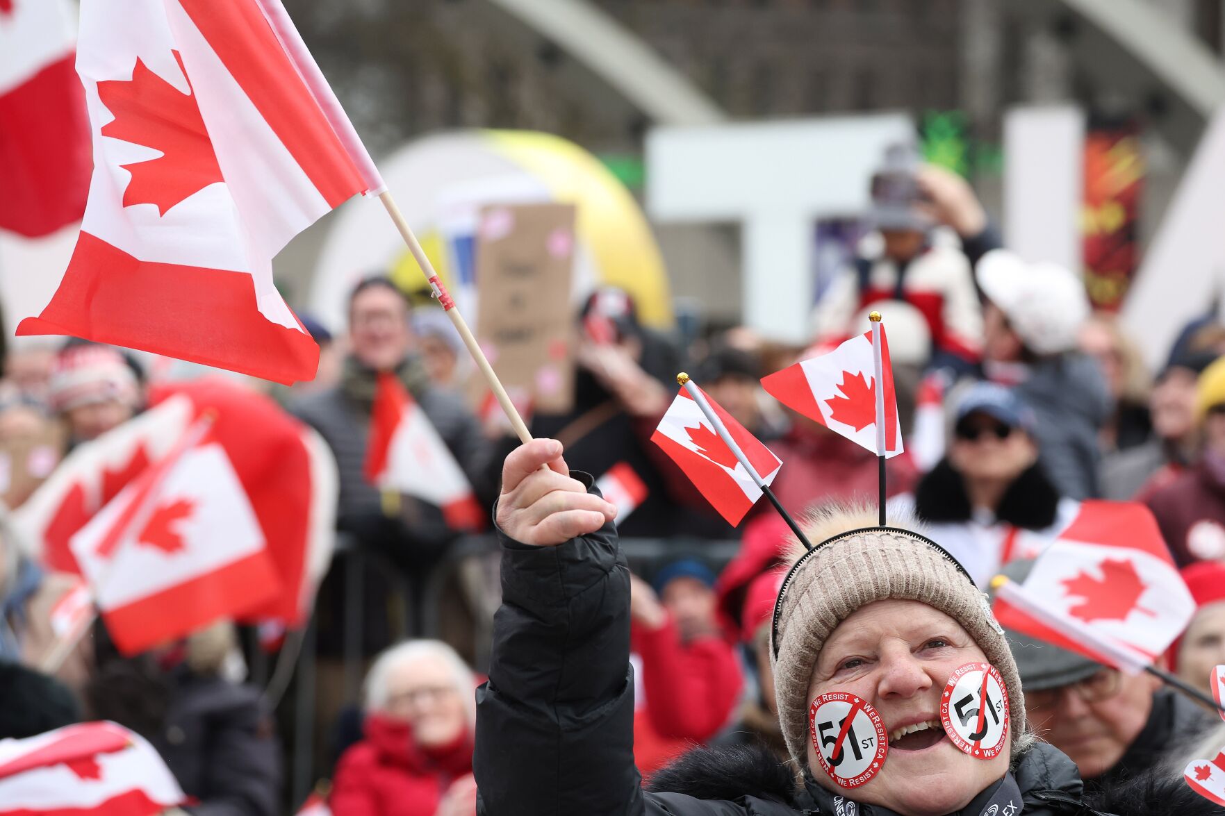 Elbows were up in Toronto as hundreds rally against Trump