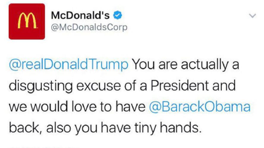 McDonald’s ‘hacked’ Twitter account calls Trump ‘disgusting excuse for ...