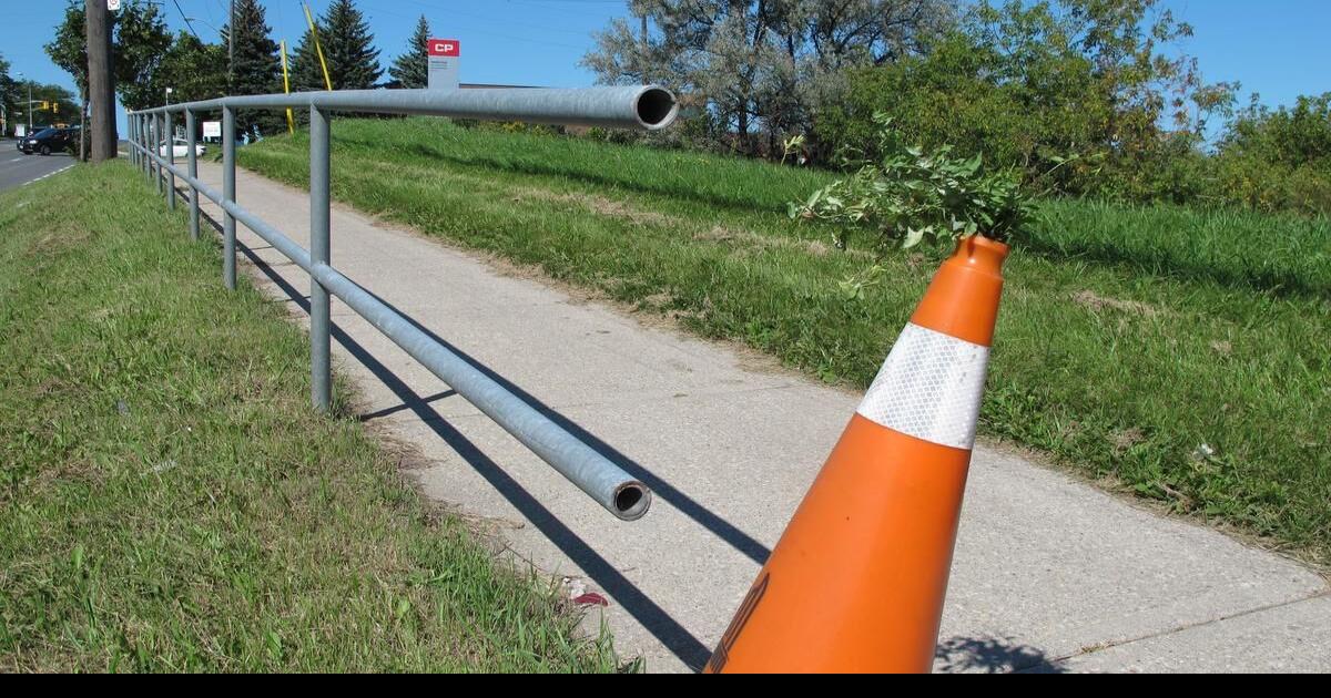 Broken guard rail could impale a cyclist