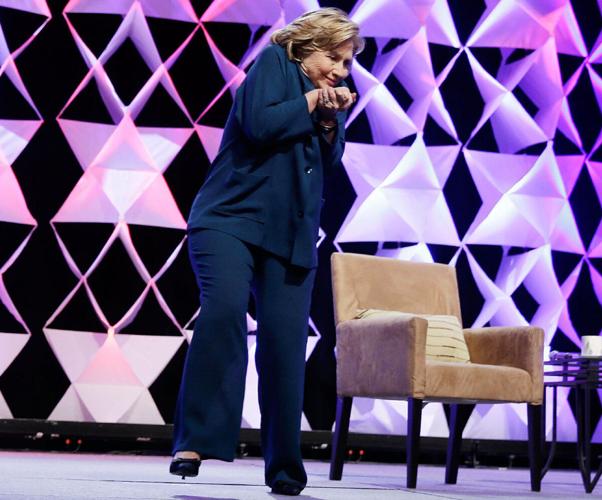 Hillary Clinton dodges shoe during Las Vegas speech