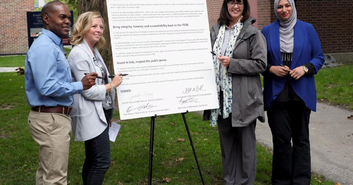 Wannabe TDSB trustees sign pledge to behave, respect tax dollars