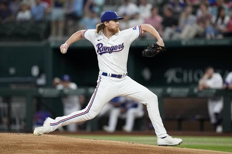 Rangers starting pitcher Gray exits in 5th inning after comebacker off ...