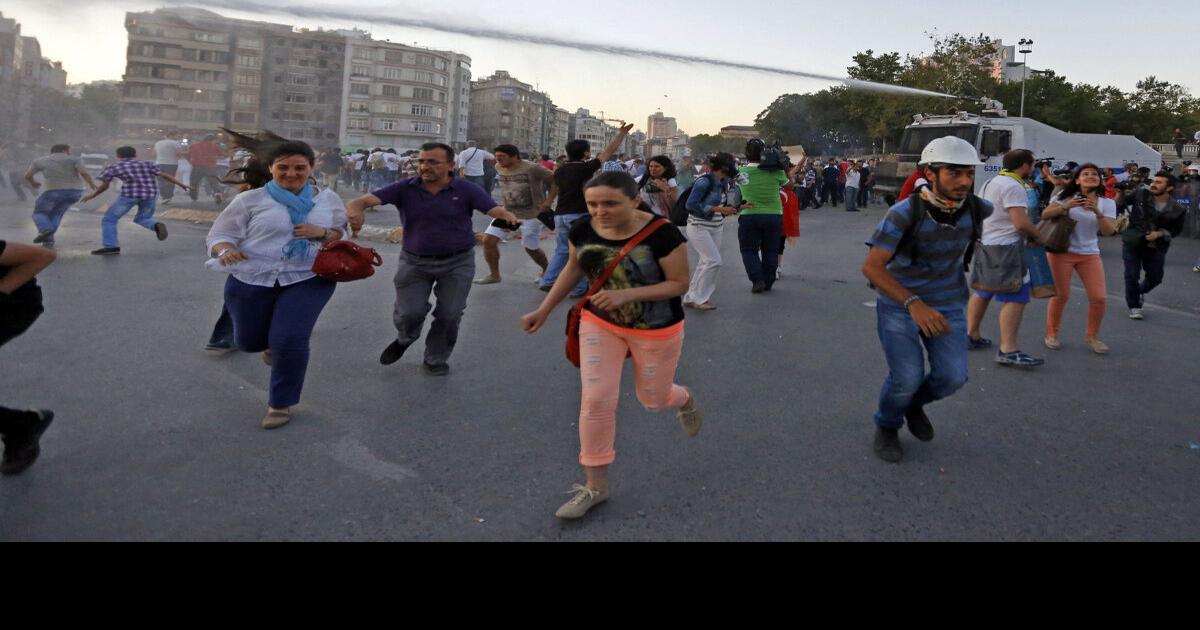 Turkey protests: Police use water cannon to disperse crowd during ...