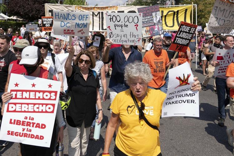 Thousands protest for a 'Free DC' on the fourth week of federal control ...