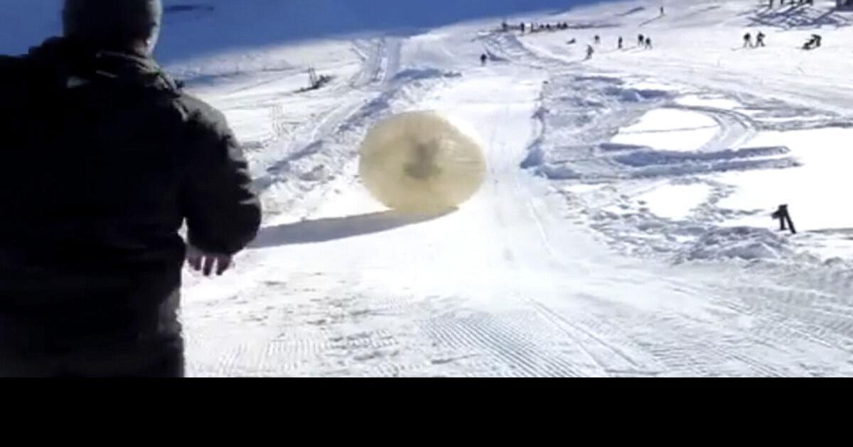 Thrill ride down ski slope inside zorb ends in death when giant plastic ...