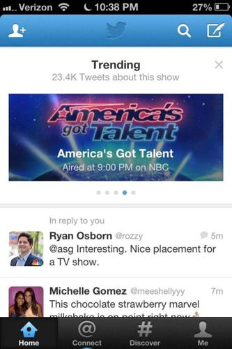 Twitter tests TV trending banner