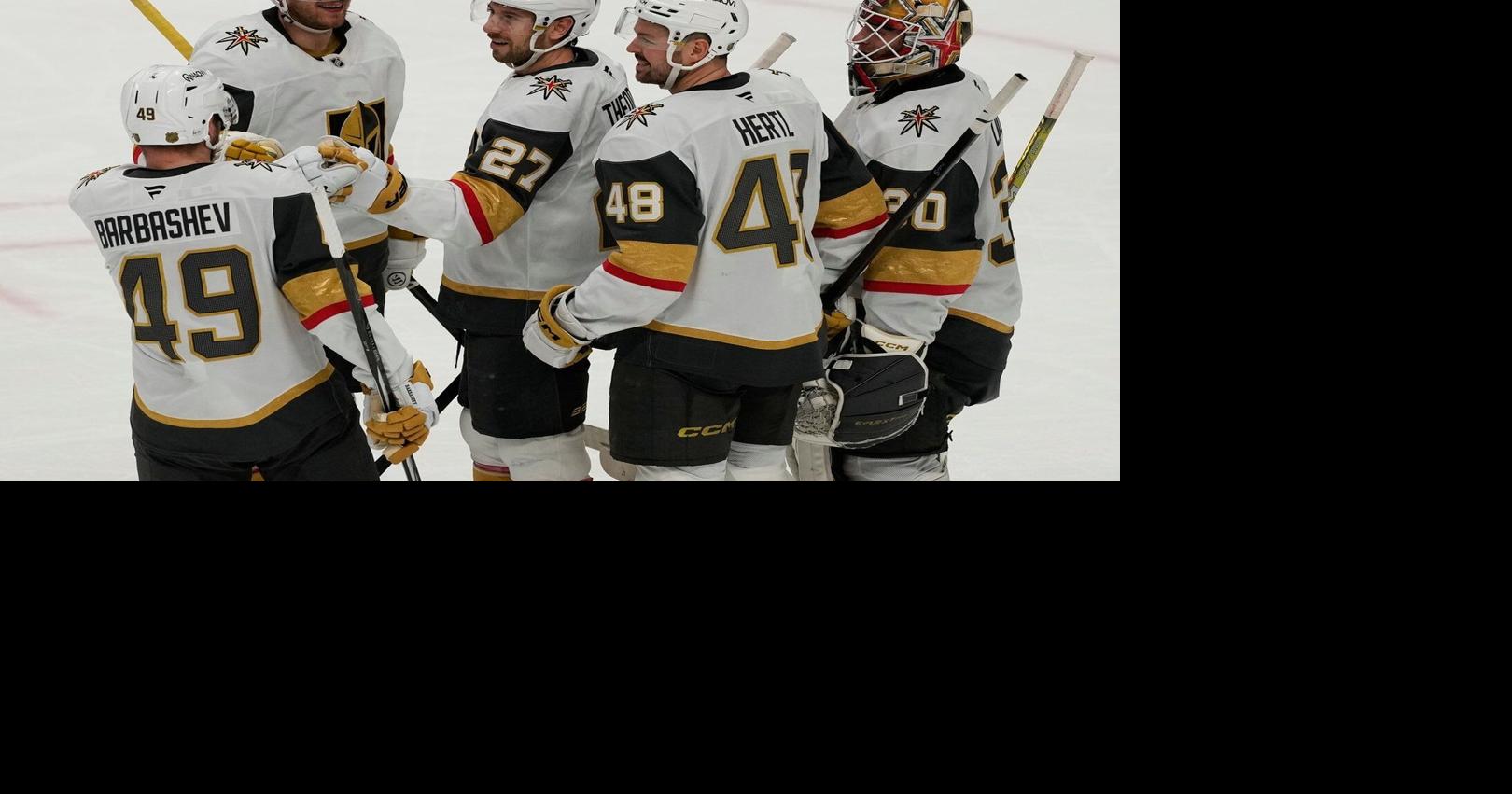 Hertl scores twice in 5-point game, Golden Knights beat Sharks 7-2 for ...