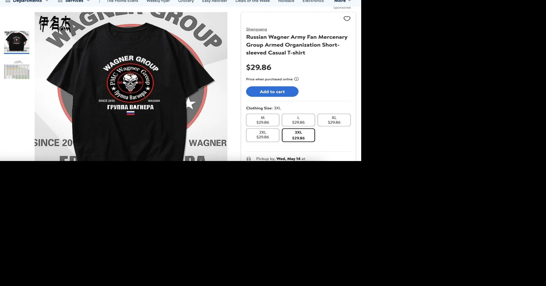 Wagner Group merch for sale on Walmart Canada Marketplace