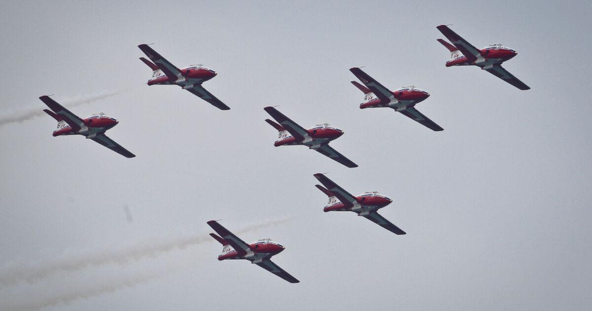 Snowbird jet damaged after bird hits wing in season kick-off show