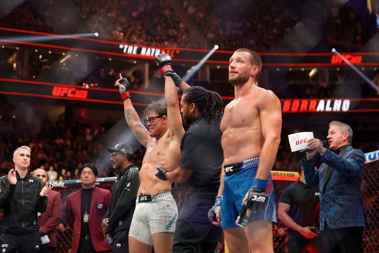 Charles Oliveira takes BMF title from Max Holloway at UFC 326, nearly ...