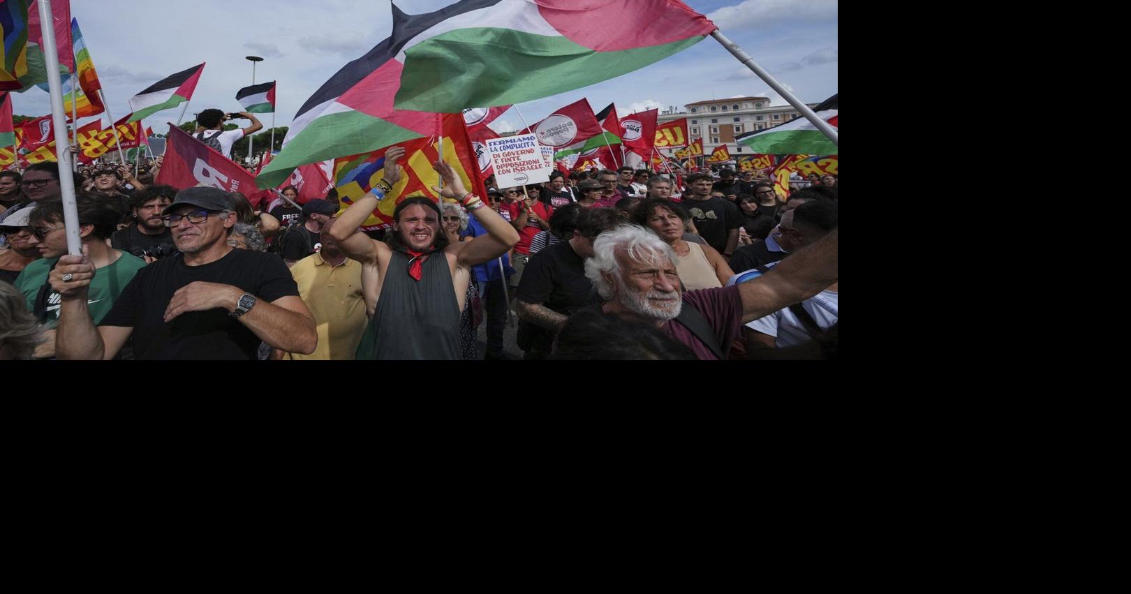 Italian workers' strike in solidarity with Gaza brings disruptions ...